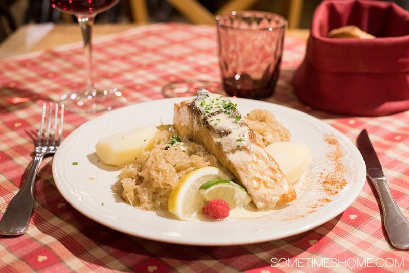 Food to try in Alsace France including Tarte Flambee and Choucroute